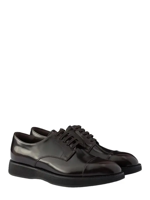 Prada Leather Cap Toe Derby Dress Shoes - Sienna