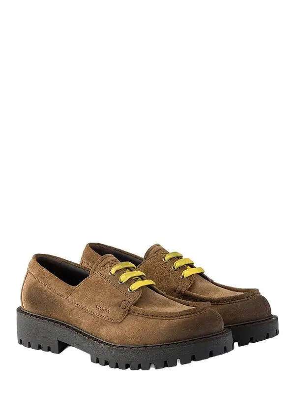 Prada Waxed Suede Lace-up Shoes - Brown