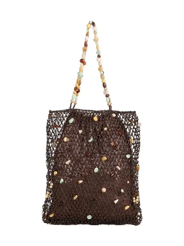 Cult Gaia Mercier Beaded Woven Leather Tote - Lu Bauble