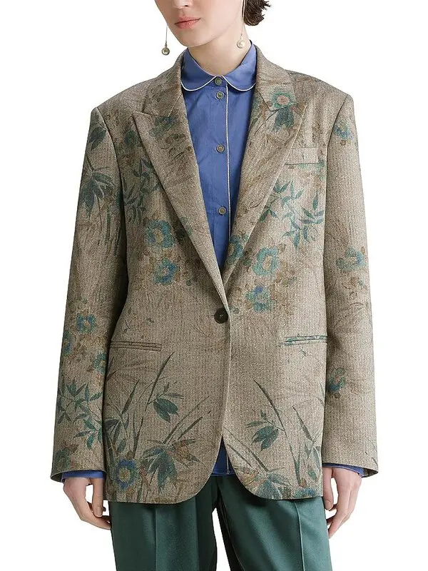 FORTE_FORTE Le Bambou Secret Print Chevron Blazer - Jade