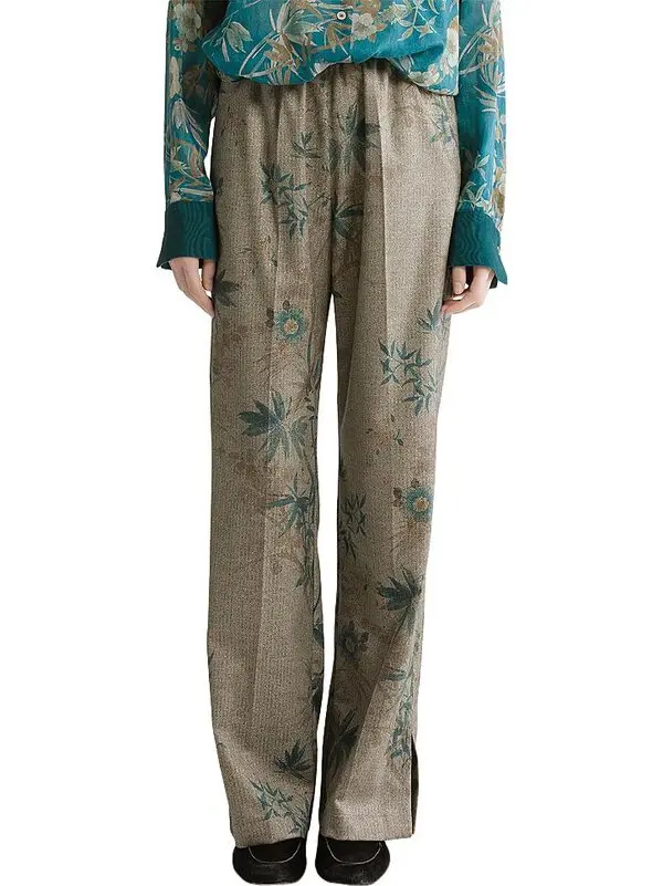 FORTE_FORTE Le Bambou Secret Print Chevron Elasticated Pants - Jade