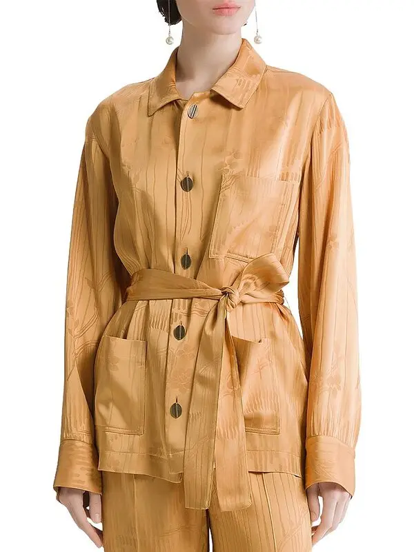 FORTE_FORTE The Lotus Fluid Jacquard Pajama Jacket - Heliodore