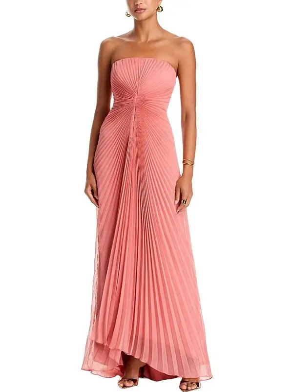 AMUR Myra Strapless Pleated Gown - Monarch Wing
