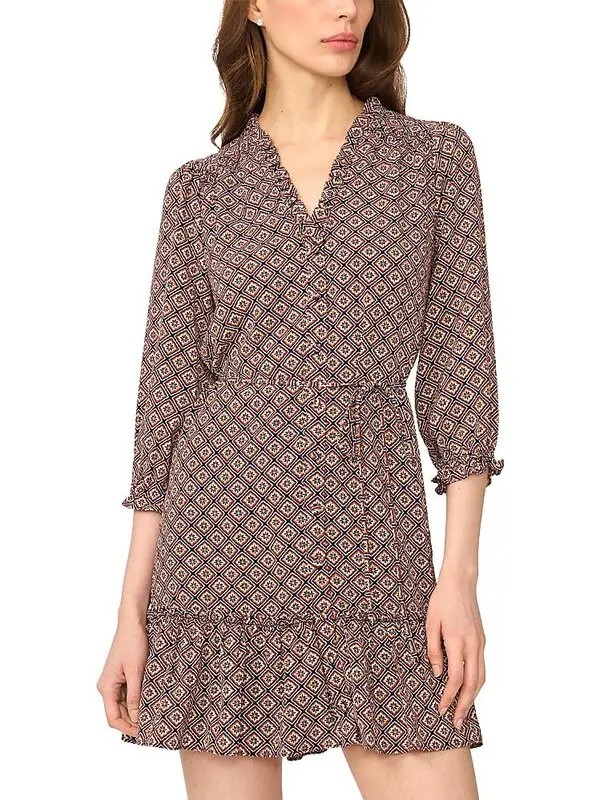 CECE DUPRAZ V Neck Ruffled Tie Waist Dress - Hazel