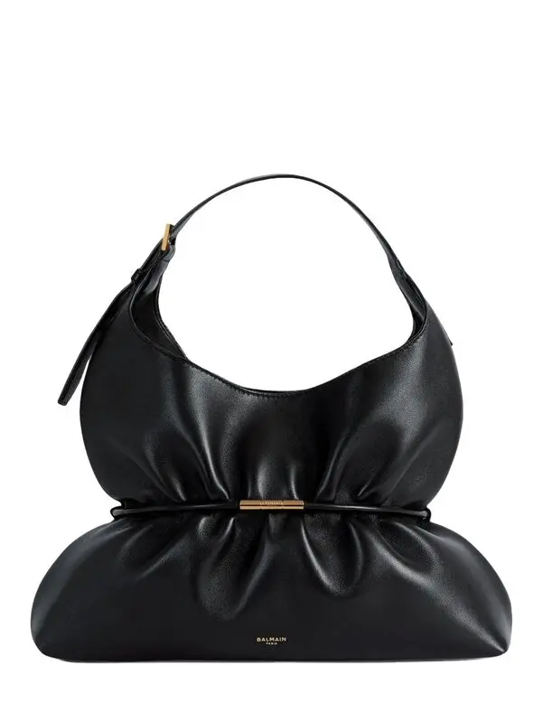 Balmain Sphynx Medium Leather Handbag - Black