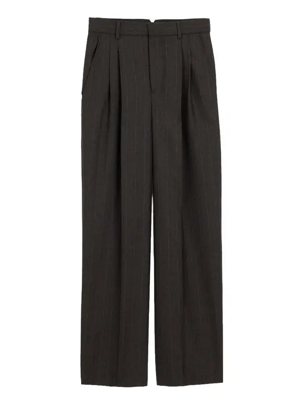 AMI Paris Wool High-waisted Trousers - Grey