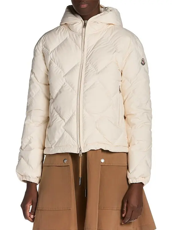 Moncler Arvouinne Hooded Quilted Short Down Jacket - Cream