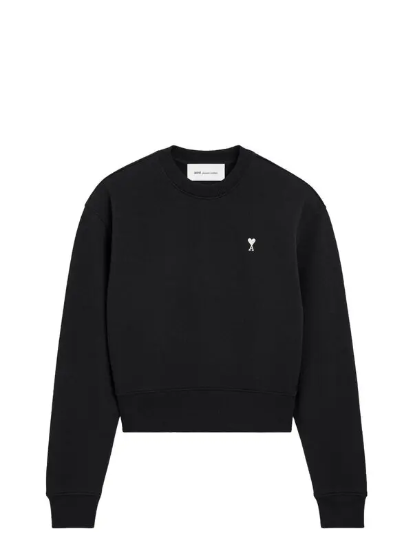 AMI Paris De Coeur Cotton Sweatshirt - Black