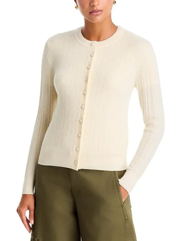 Rag & Bone Rhodes Wool Crewneck Cardigan Sweater - White