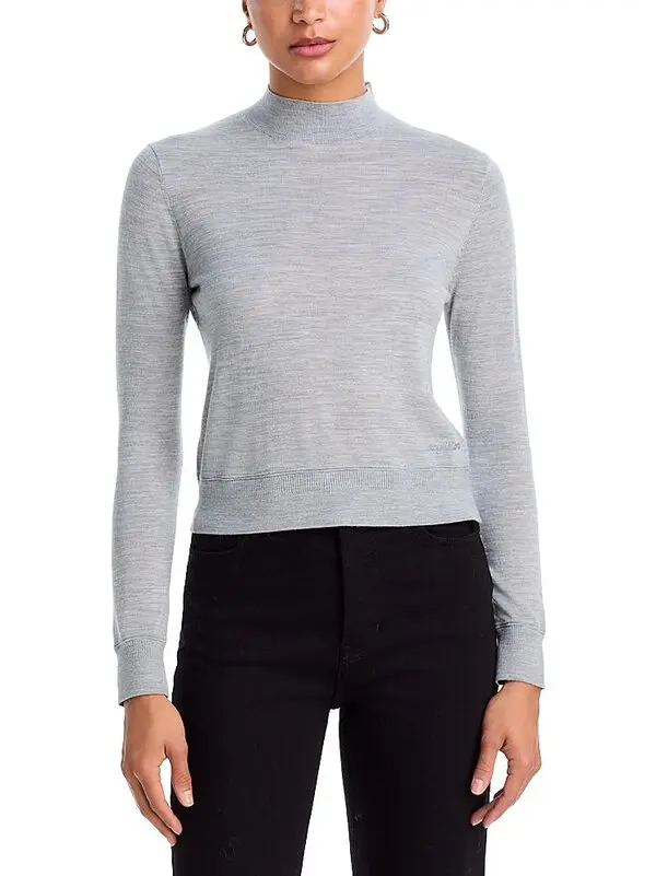 Rag & Bone Alba Merino Wool Mock Neck Sweater - Heather Grey