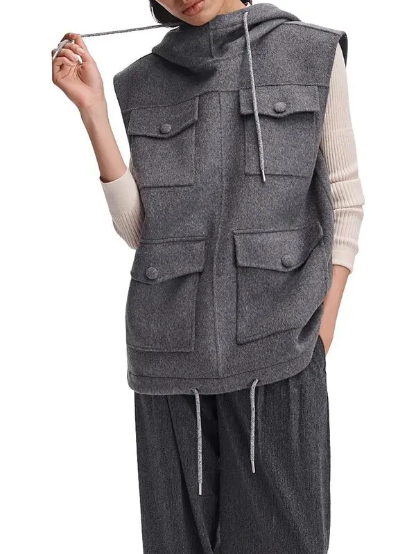 Rag & Bone Valerie Wool & Cashmere Blend Hooded Vest - Light Gray