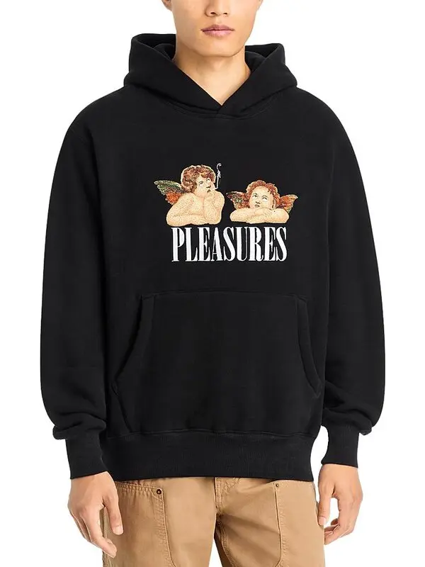 PLEASURES Dynamic Cotton Blend Pullover Hoodie With Embroidered Logo - Black