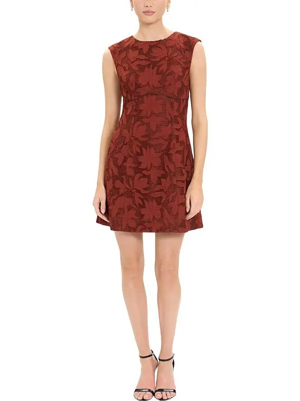 LUXELY Crochet Fit & Flare Mini Dress - Fire Brick
