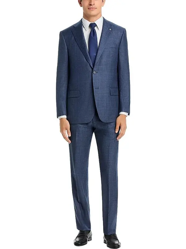 Hart Schaffner Marx New York Fit Sharkskin Tonal Windowpane Wool Suit - Blue