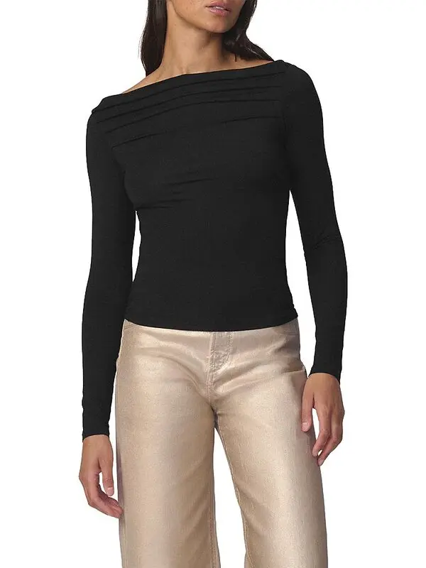 Joe's Jeans The Pleated Off The Shoulder Top - Black