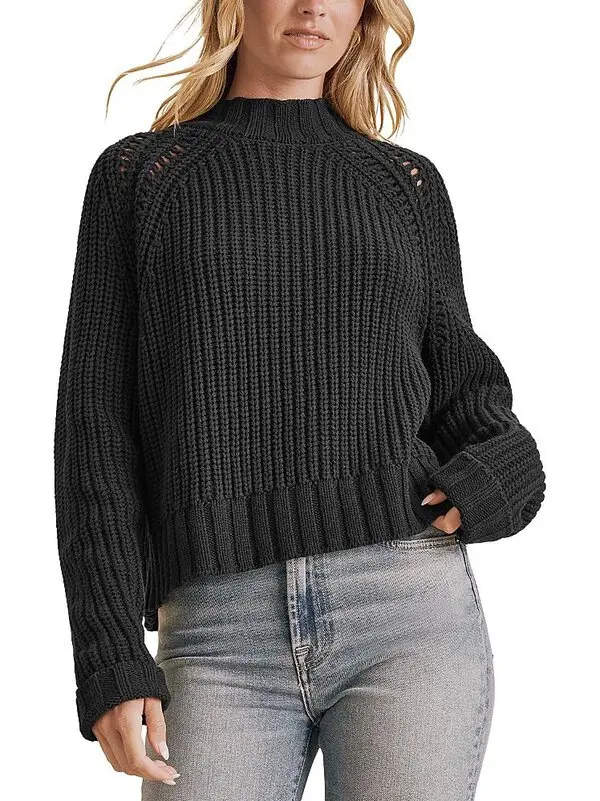 Splendid Cassidy Mock Neck Sweater - Black