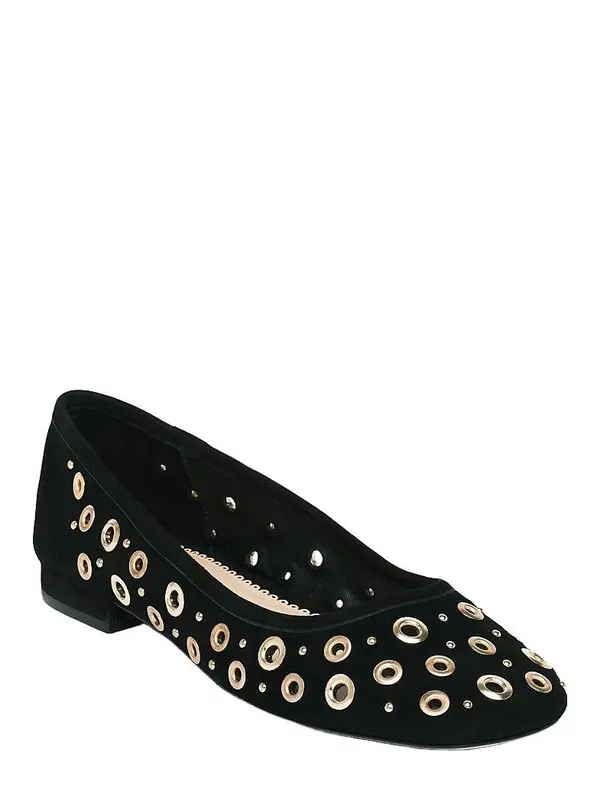 Cinq À Sept Ivy Mixed Hardware Suede Ballet Flats - Black