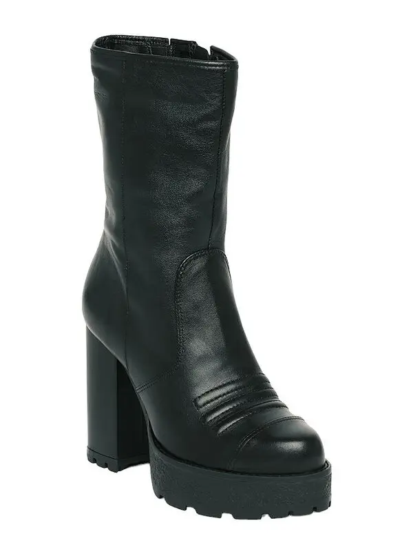 Cinq À Sept Marley Leather Platform Boots - Black