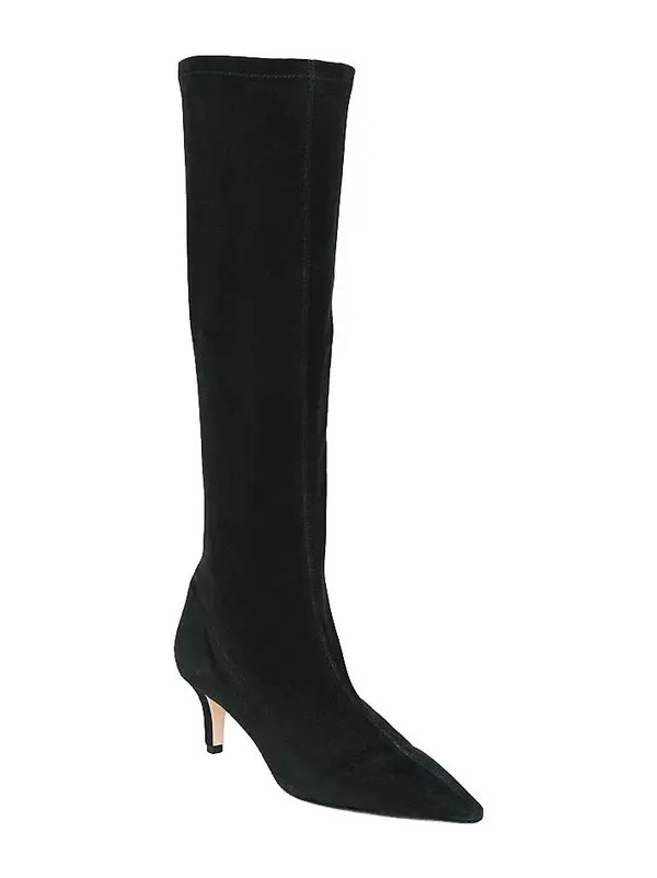 Cinq À Sept Jade Stretch Suede Knee High Boots - Black