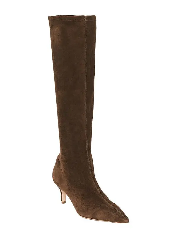 Cinq À Sept Jade Stretch Suede Knee High Boots - Chocolate