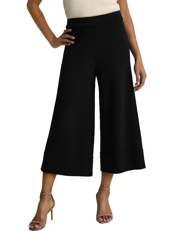 St. John Legacy Crepe Wool Blend Culotte Pants - Black