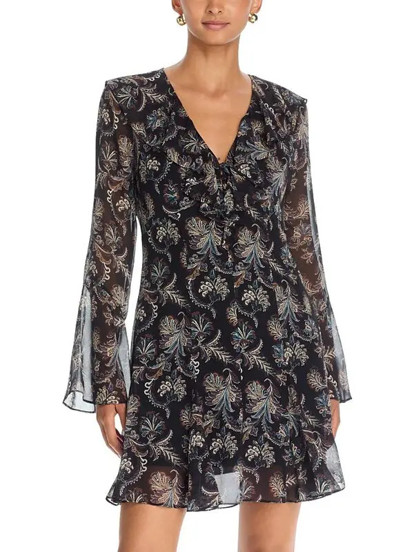 Veronica Beard Adrienne Silk Mini Dress - Black Multi