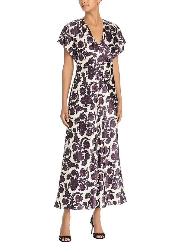 Veronica Beard Redgrave V Neck Dress - Ecru Multi