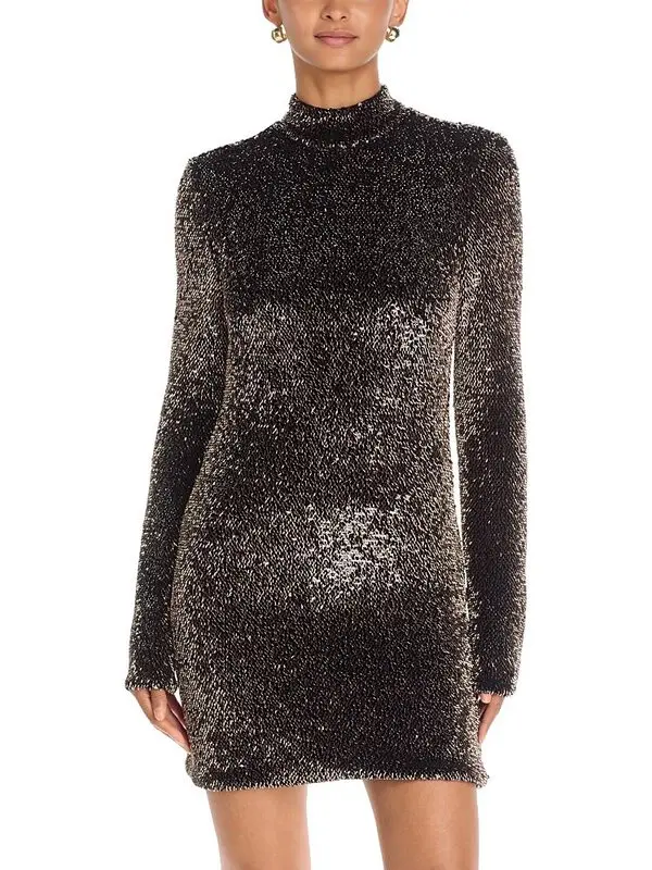 Veronica Beard Sylee Long Sleeve Mini Dress - Copper/black
