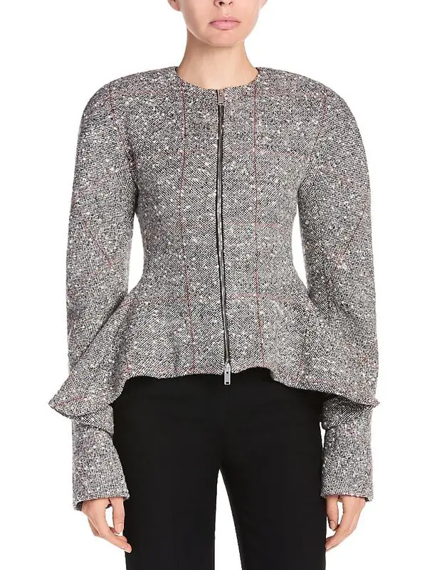 Stella McCartney Wool-blend Speckled Peplum Jacket - Multicolor Grey