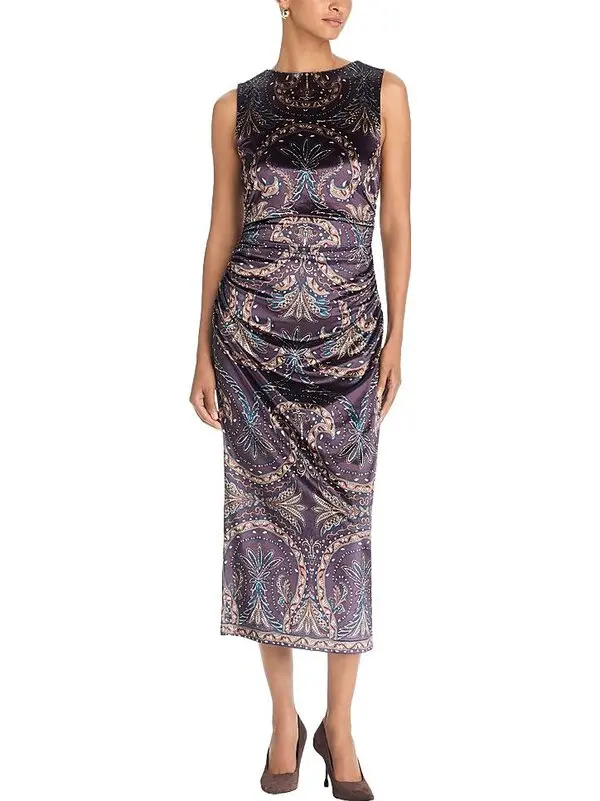 Veronica Beard Charissa Sleeveless Midi Dress - Dark Eggplant Multi
