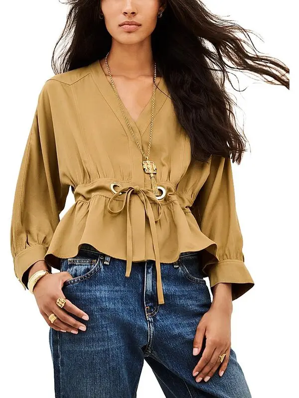 Ba&sh Precila Drawstring Peplum Top - Blond