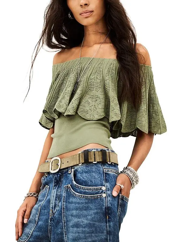 Ba&sh Salda Off-the-shoulder Top - Khaki