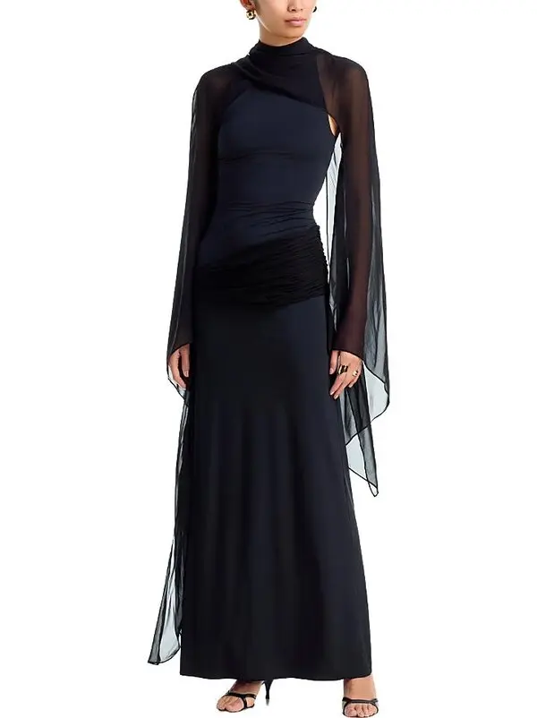 DE LA VALI Sabela Detachable Bolero Column Dress - Black