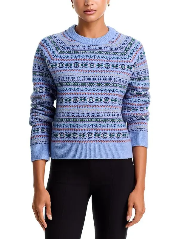 Aqua Fair Isle Raglan Crewneck Sweater Exclusive - Blue Multi