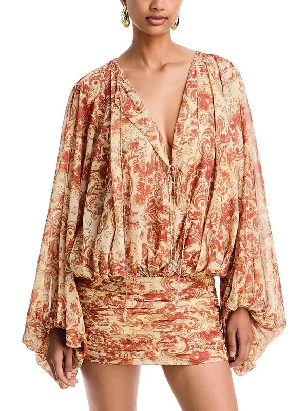 DE LA VALI Eulalia Draped Mini Dress - Yellow