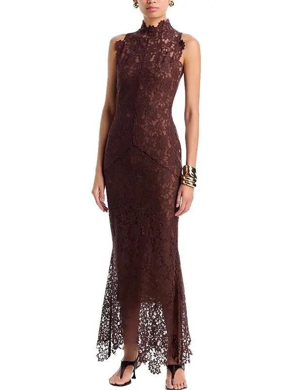 DE LA VALI Ainhoa Lace Midaxi Dress - Brown