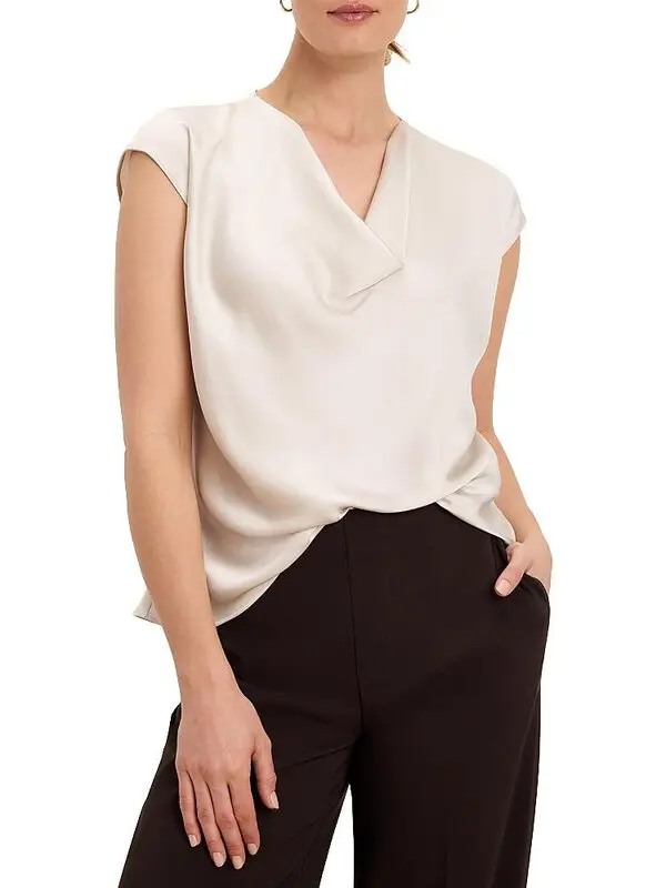 NIC+ZOE Drape Neck Day Gloss Top - Coconut