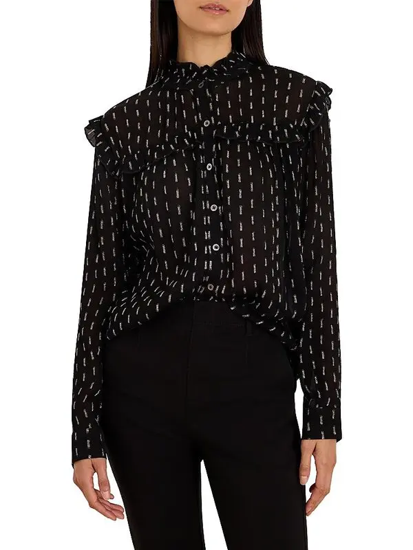 NIC+ZOE Mayfair Nights Chiffon Shirt - Black Multi