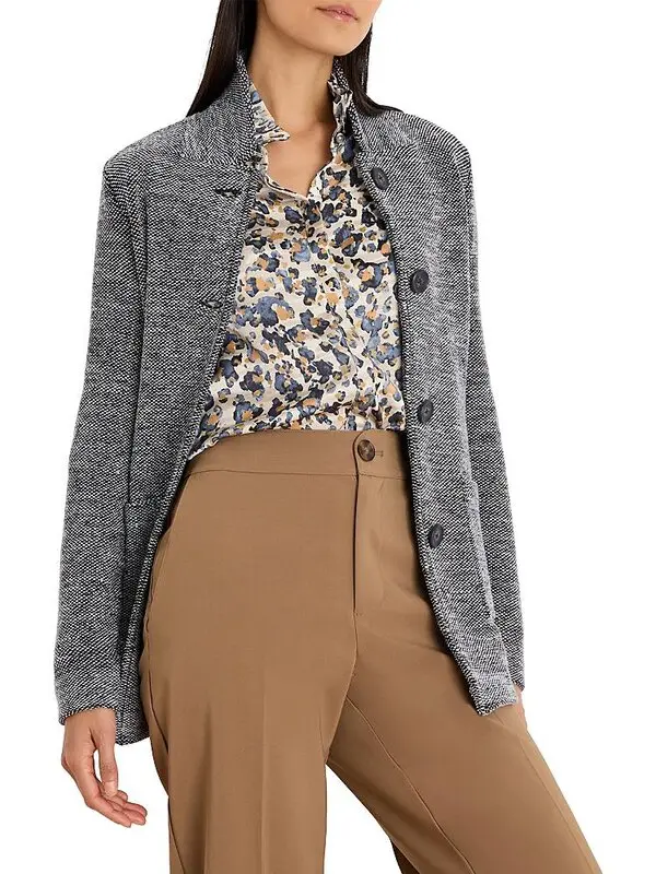 NIC+ZOE Notch Lapel Tweed Stitch Sweater Jacket - Blue Mix