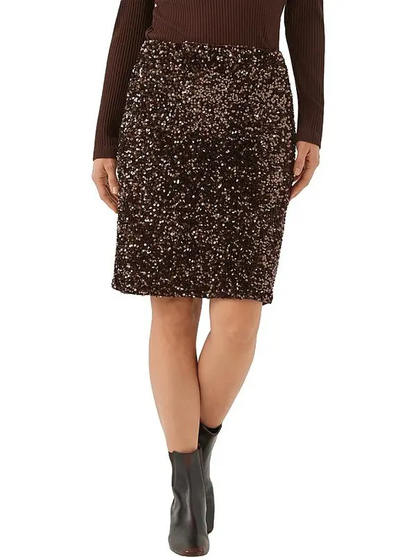 Karen Kane Sequined Velvet Pencil Skirt - Chocolate