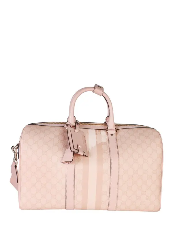 Gucci Rose Gg Supreme Calfskin Web Savoy Duffle Bag - Pink