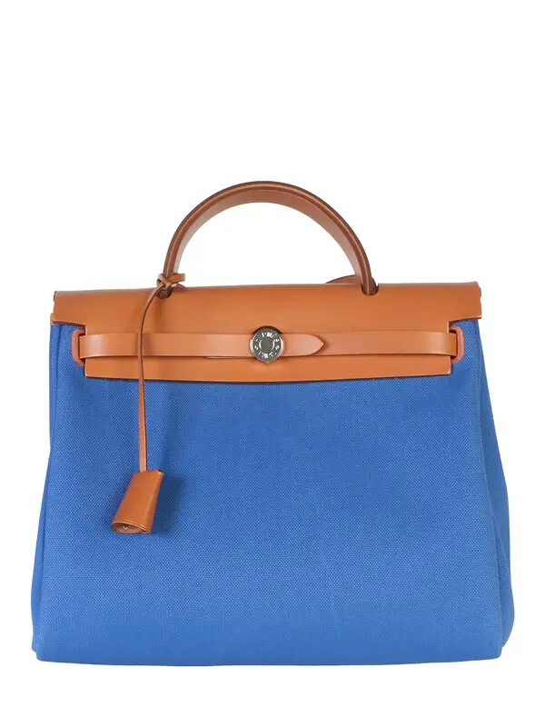 Hermès Bleu France Fauve Military Toile Vache Hunter Herbag Zip Retourne 31 Pm - Blue