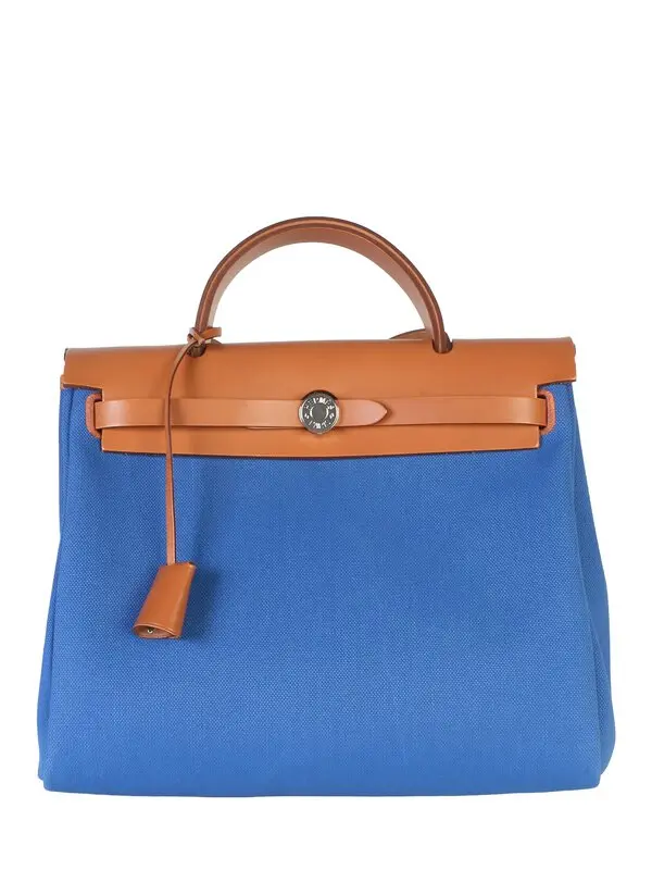 Hermès Herbag Zip Retourne 31 Pm Toile Vache Hunter Bag - Blue