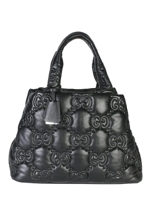 Gucci Gg Matelasse Calfskin Tote - Black