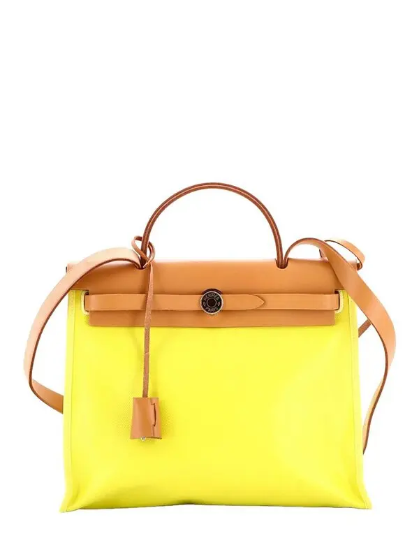 Hermès Herbag Zip 31 Canvas & Leather Shoulder Bag - Yellow