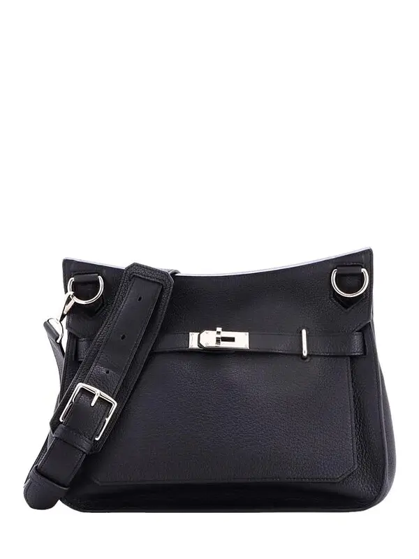 Hermès Jypsiere 34 Clemence Leather Crossbody - Black