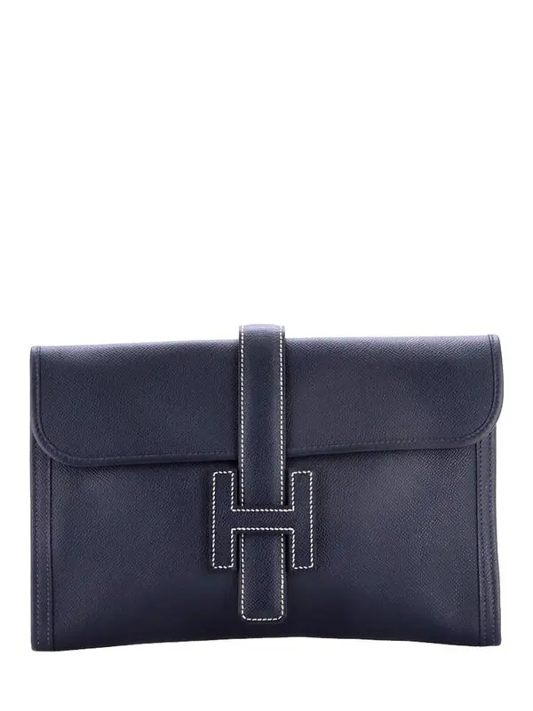 Hermès Jige Pm Epsom Leather Clutch - Blue