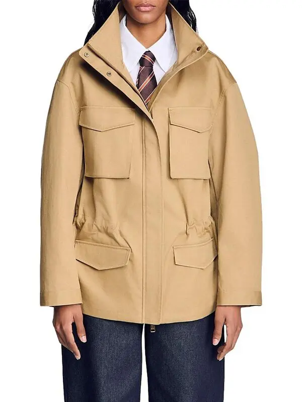 Sandro Adjustable Waist Jacket - Camel