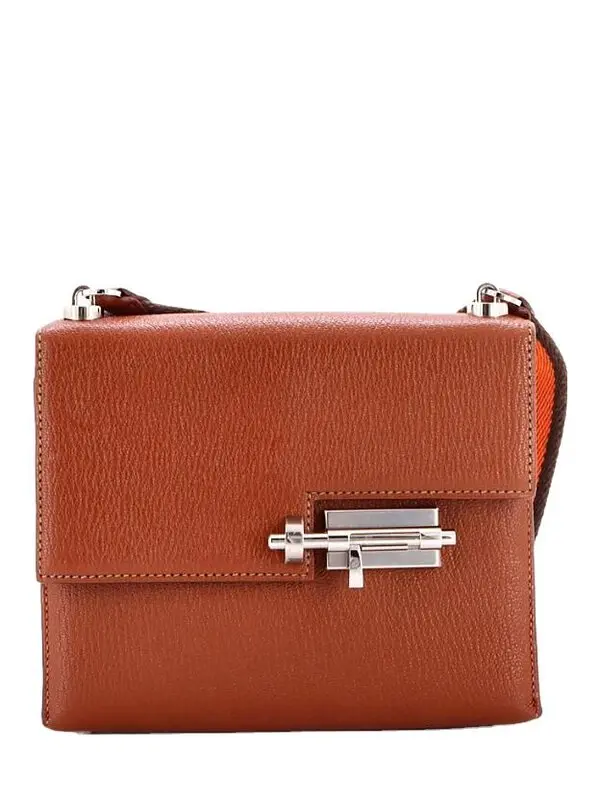 Hermès Verrou Leather & Canvas Crossbody - Brown