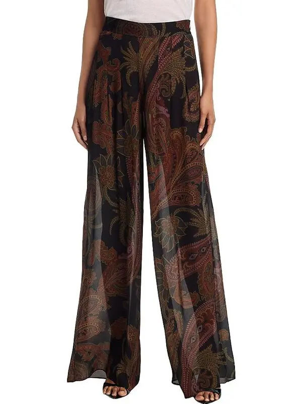 Paige Carina Printed Wide Leg Pants - Black Multi